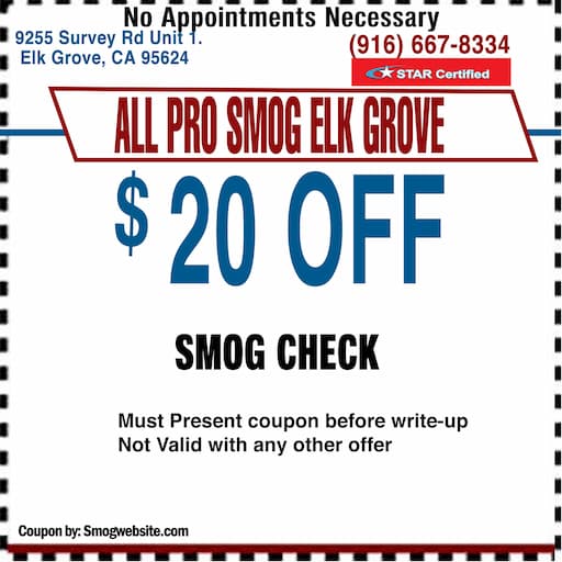 $20 OFF Smog Check Elk Grove | (916) 667-8334 | STAR Station